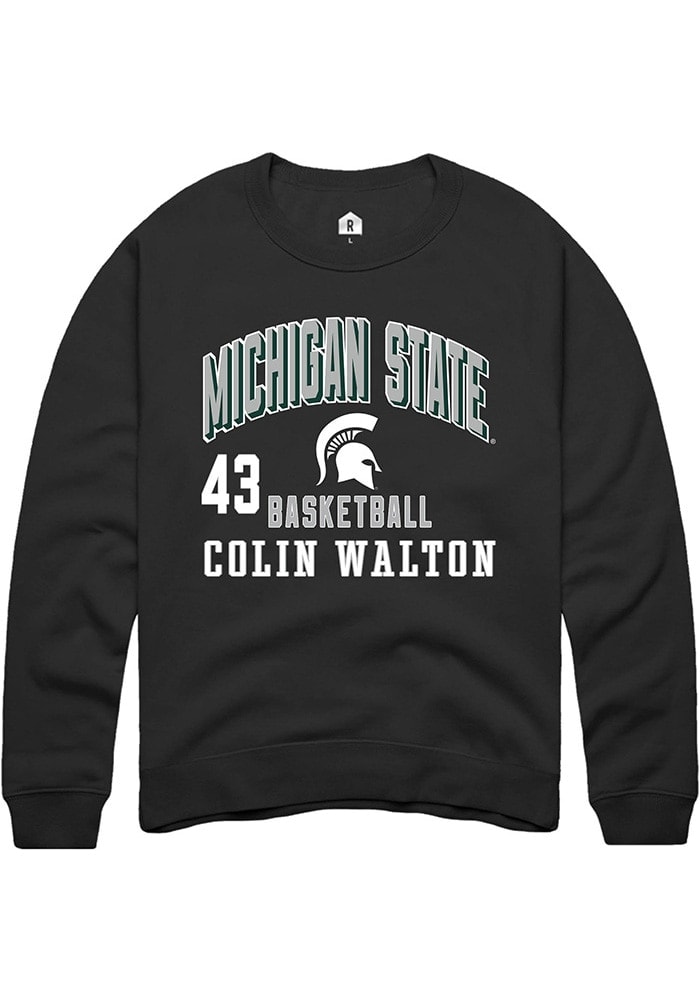 Colin Walton Mens BLACK Michigan State Spartans NIL Arch Logo Long ...
