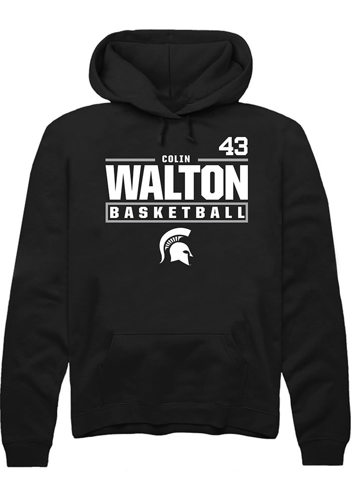 Colin Walton Mens BLACK Michigan State Spartans NIL Stacked Box Hoodie ...