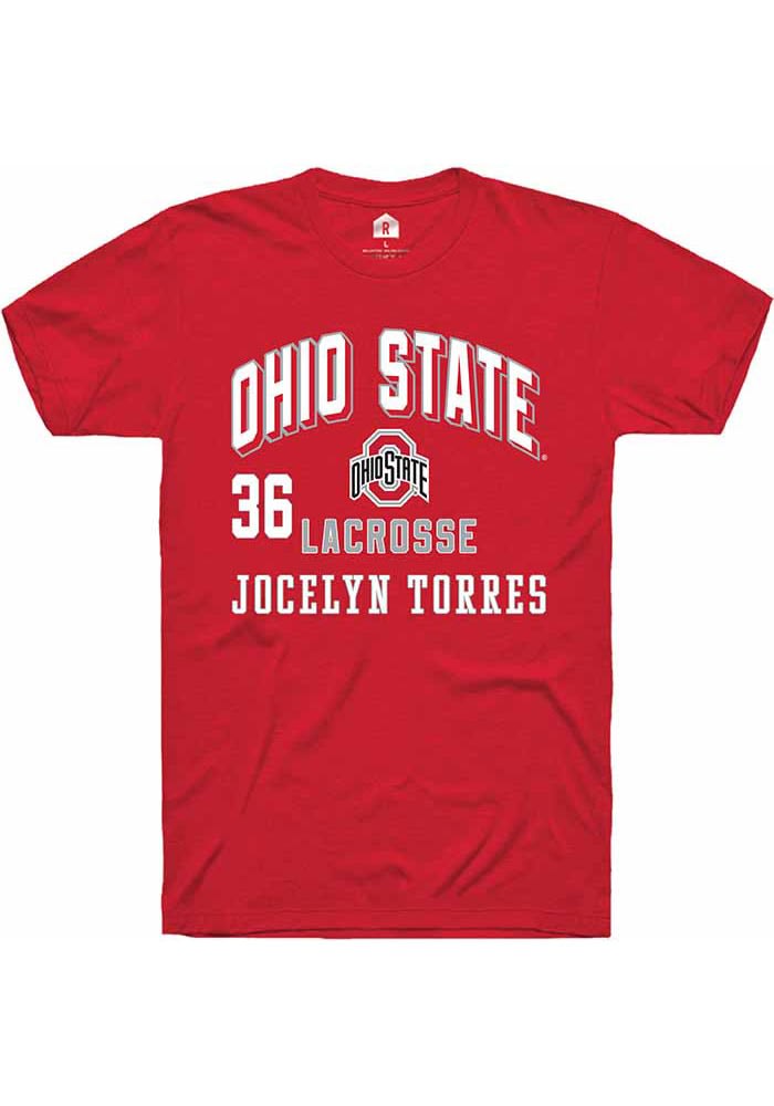 Jocelyn Torres Ohio State Buckeyes Rally Red NIL Arch Logo Short Sleeve ...