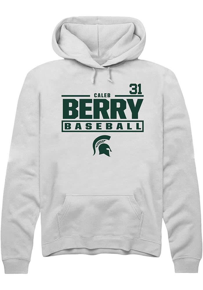 Caleb Berry Michigan State Spartans Mens White NIL Stacked Box Hoodie ...