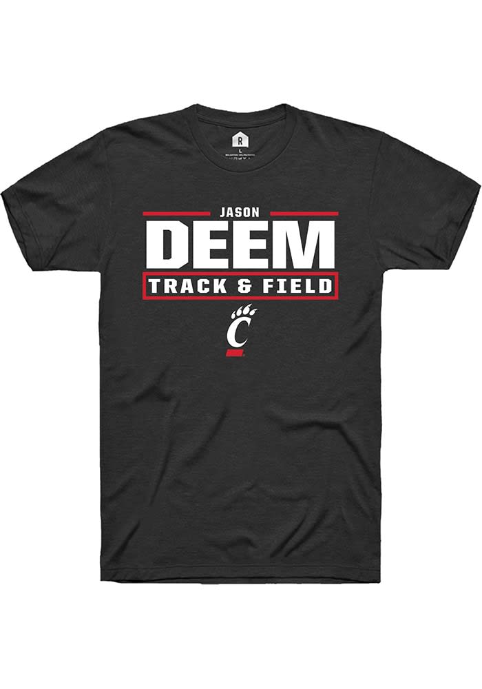 Jason Deem BLACK Cincinnati Bearcats NIL Stacked Box Short Sleeve T ...