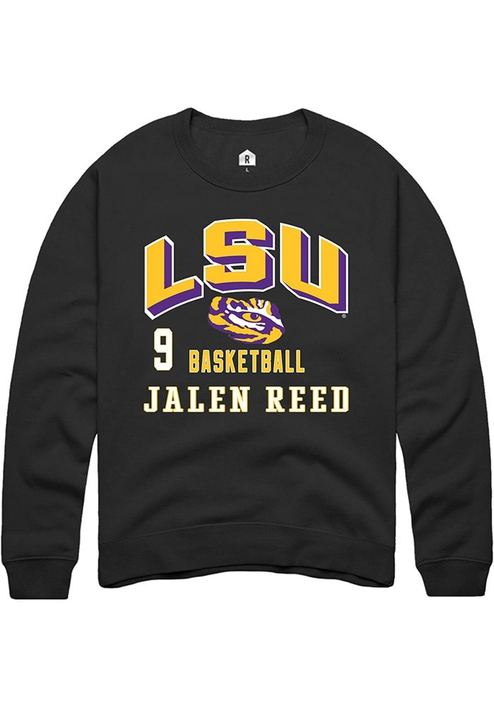 Jalen Reed LSU Tigers Mens NIL Arch Logo Crew Sweatshirt - BLACK