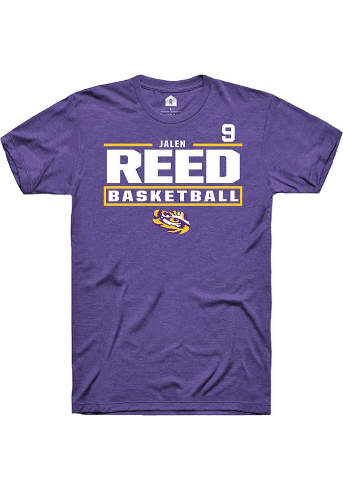 Jalen Reed LSU Tigers Rally PURPLE NIL Stacked Box Short Sleeve T Shirt ...