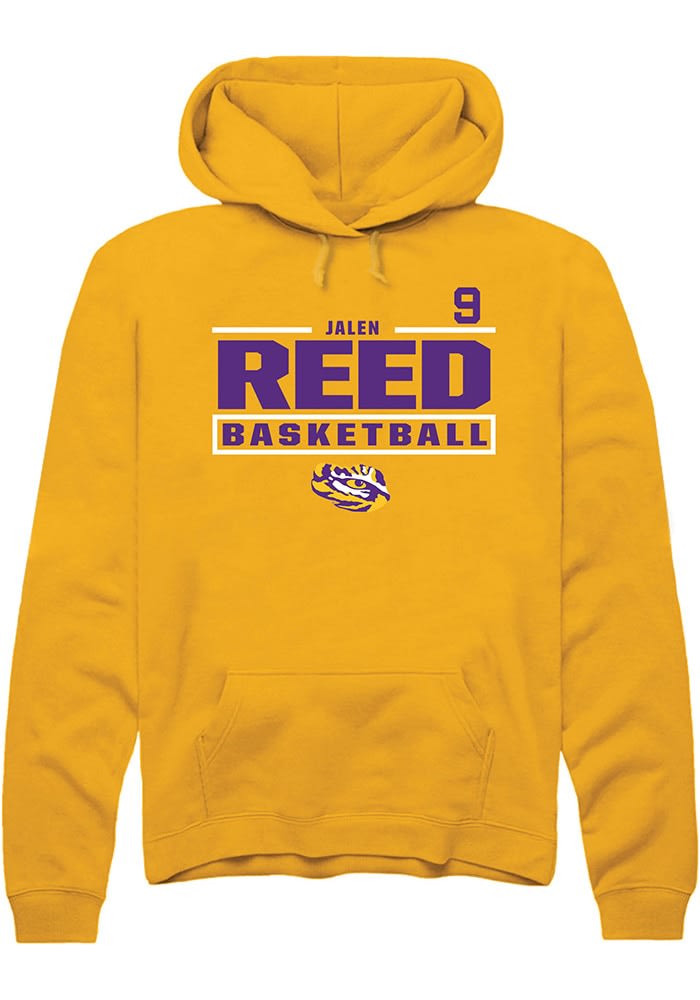 Jalen Reed LSU Tigers Mens GOLD NIL Stacked Box Hoodie - 2476127564