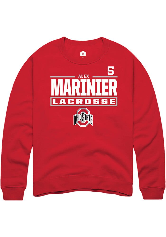 Alex Marinier Ohio State Buckeyes Mens Red NIL Stacked Box Crew ...