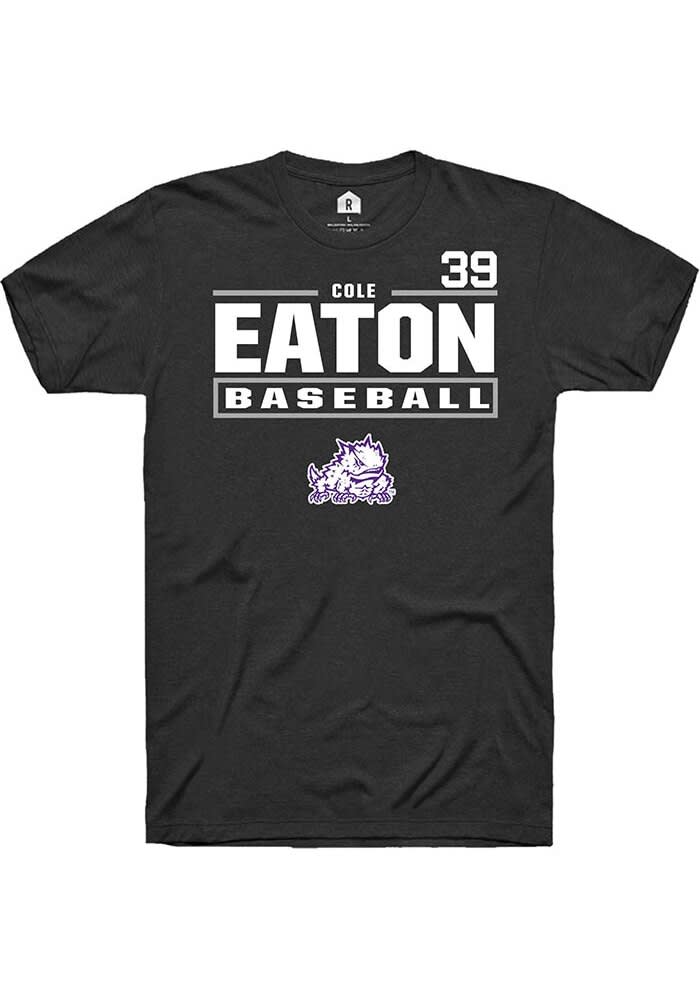 Cole Eaton TCU Horned Frogs Rally BLACK NIL Stacked Box Short Sleeve T ...