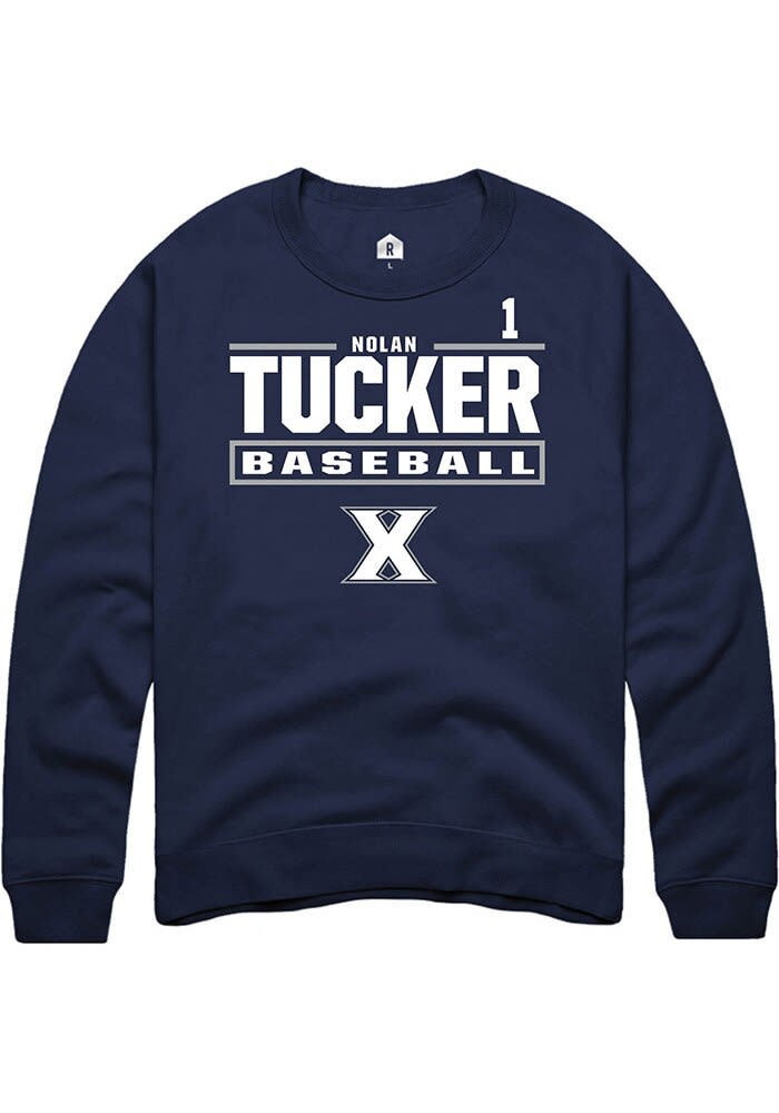 Nolan Tucker Xavier Musketeers Mens NAVY NIL Stacked Box Crew ...