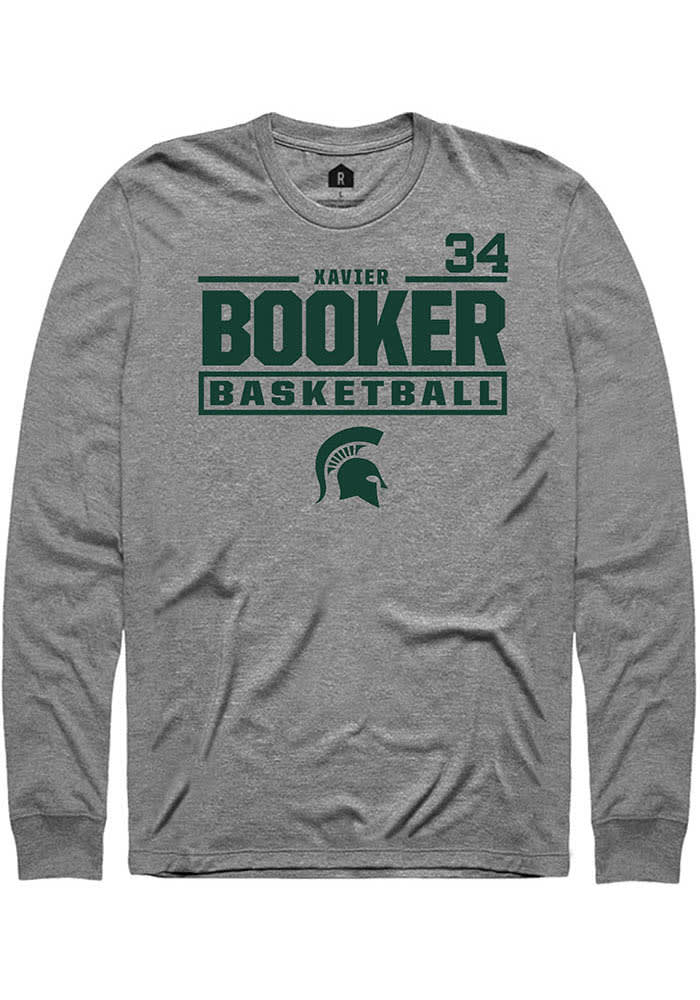 Xavier Booker Mens GRAPHITE Michigan State Spartans NIL Stacked Box ...