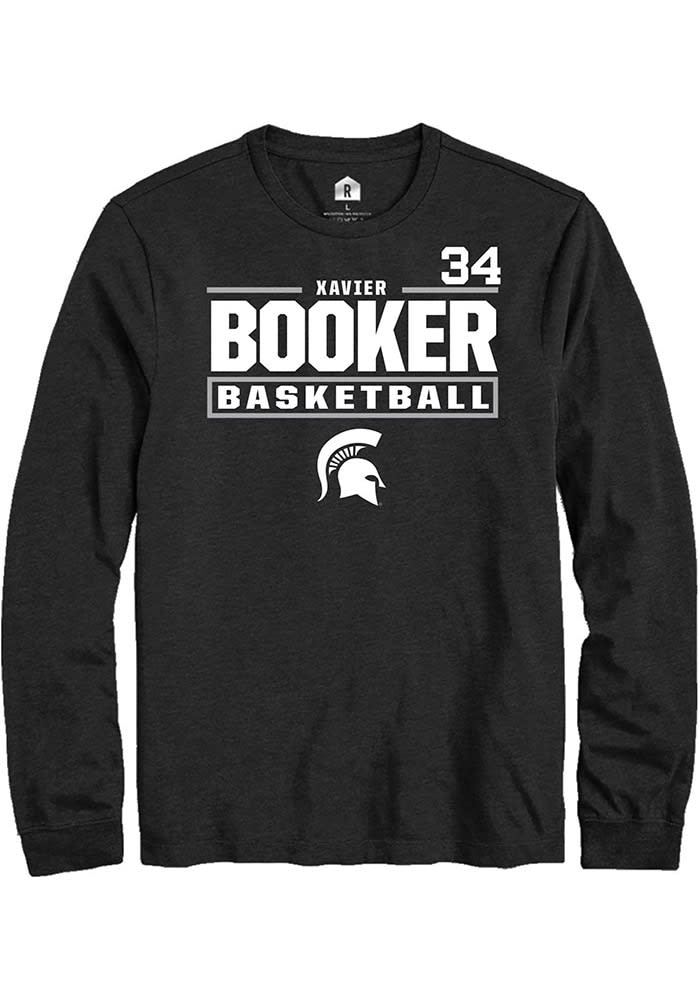 Xavier Booker Michigan State Spartans Rally BLACK NIL Stacked Box Long ...