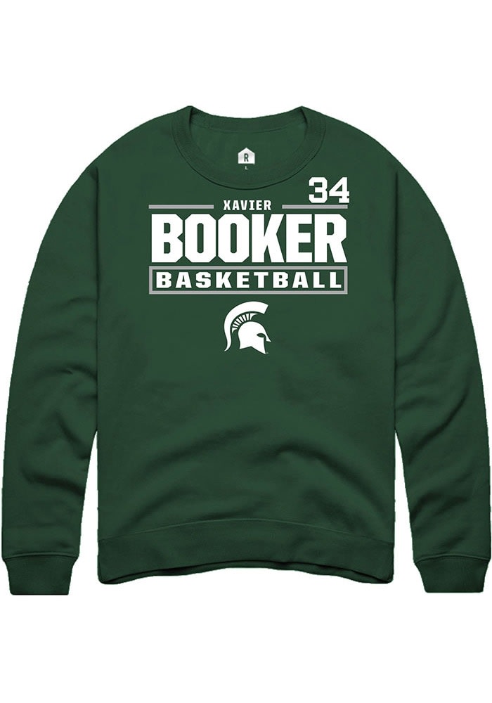 Xavier Booker Mens FOREST Michigan State Spartans NIL Stacked Box Long ...