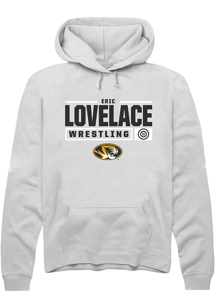 Eric Lovelace Missouri Tigers Mens White NIL Stacked Box Hoodie - 247613903