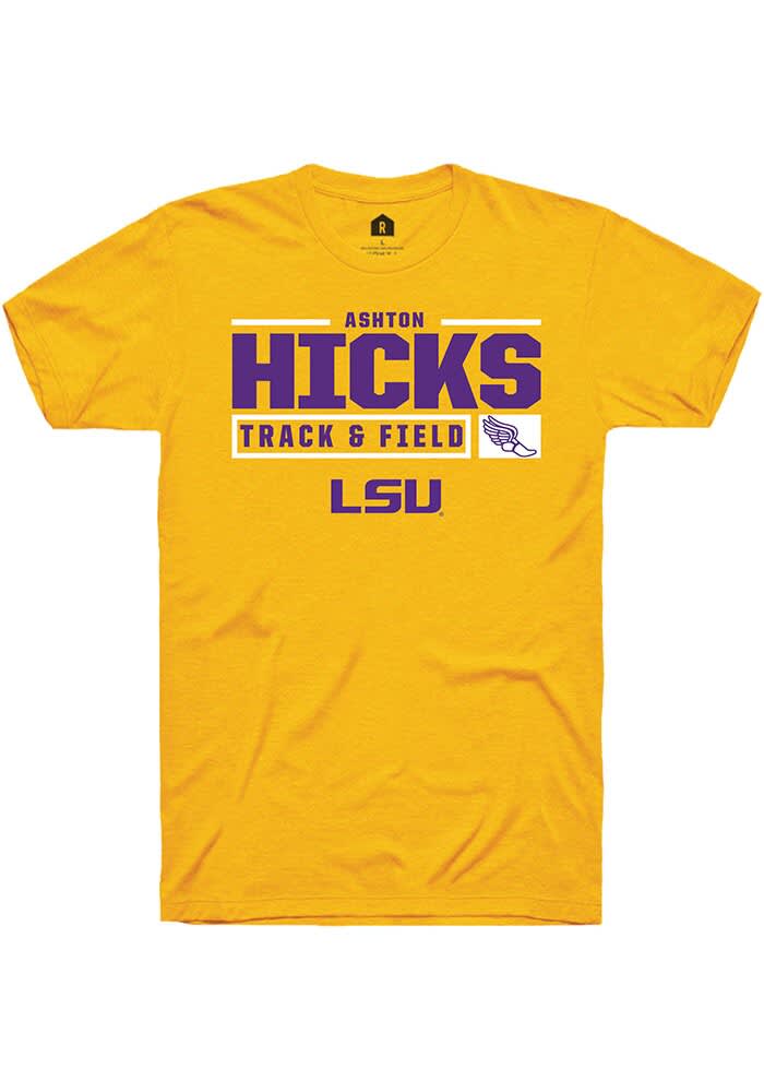 Ashton Hicks LSU Tigers Rally GOLD NIL Stacked Box Short Sleeve T Shirt ...