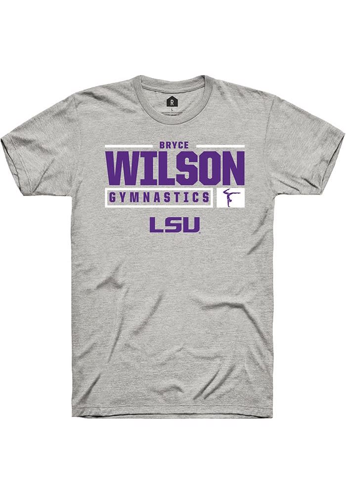 Bryce Wilson LSU Tigers Rally ASH NIL Stacked Box Short Sleeve T Shirt ...