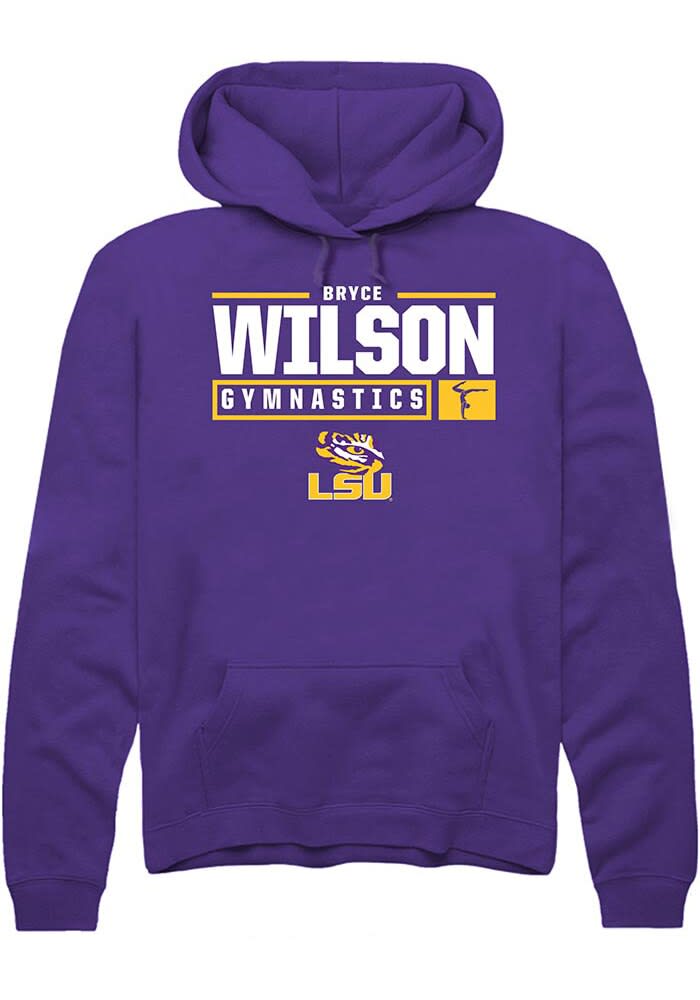 Bryce Wilson LSU Tigers Mens PURPLE NIL Stacked Box Hoodie - 247618966