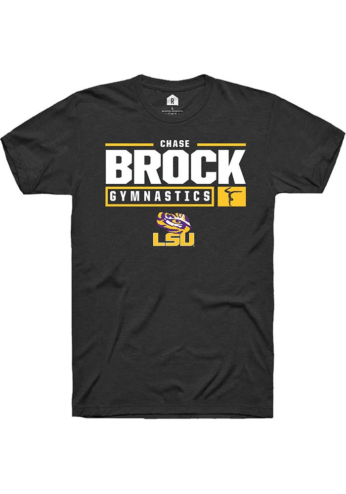 Chase Brock LSU Tigers Rally BLACK NIL Stacked Box Short Sleeve T Shirt ...