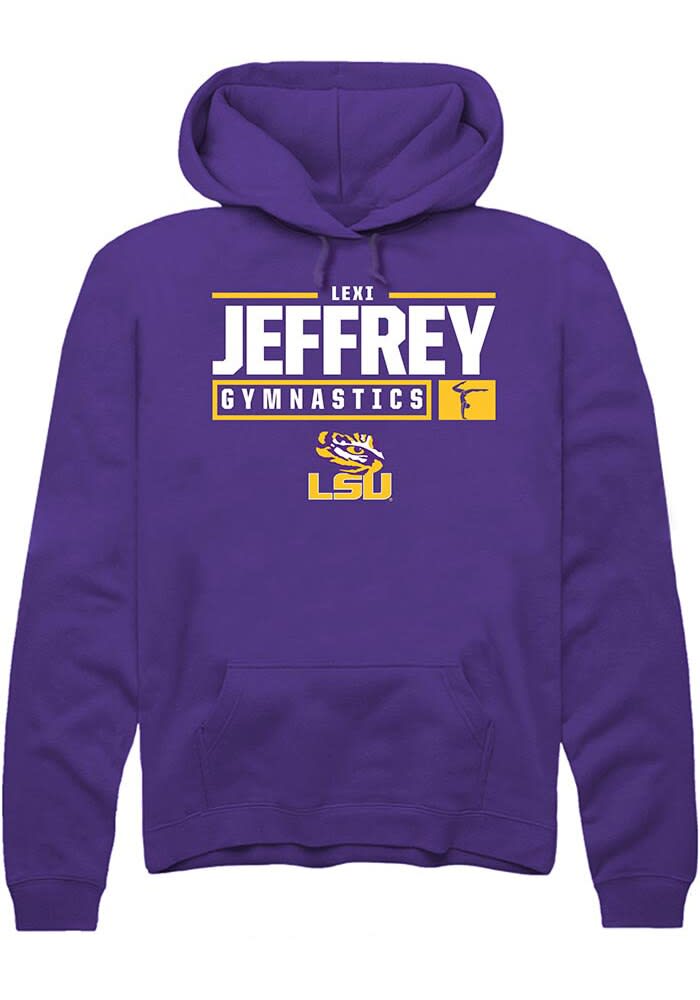 Lexi Jeffrey LSU Tigers Mens PURPLE NIL Stacked Box Hoodie - 247619326