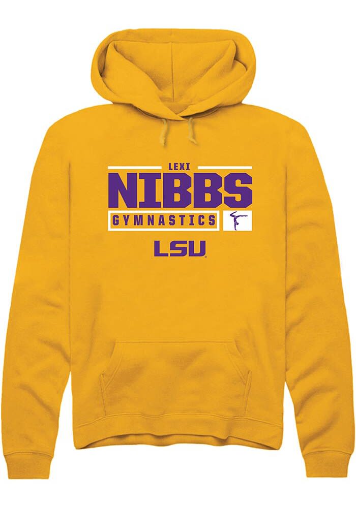 Lexi Nibbs LSU Tigers Mens GOLD NIL Stacked Box Hoodie - 247619362