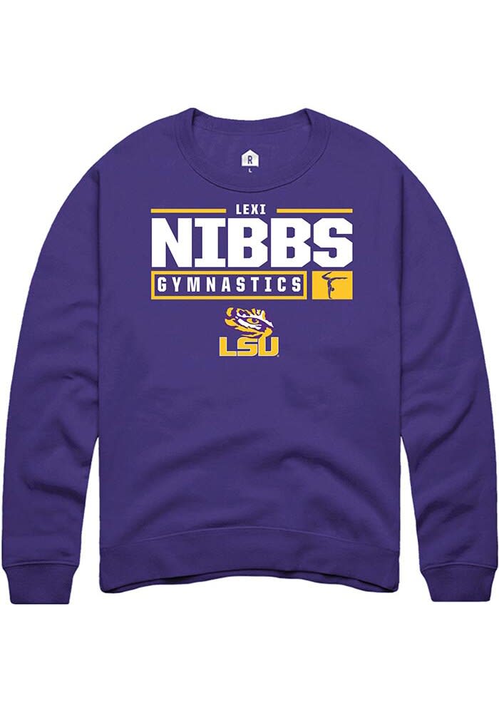 Lexi Nibbs LSU Tigers Mens PURPLE NIL Stacked Box Crew Sweatshirt ...