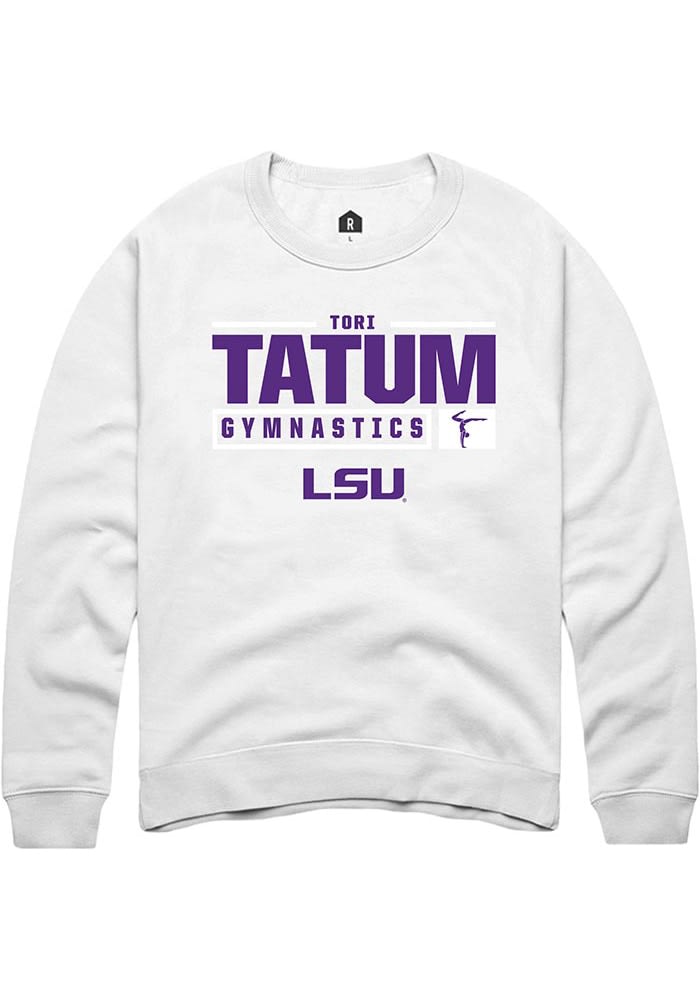 Tori Tatum LSU Tigers Mens White NIL Stacked Box Crew Sweatshirt ...