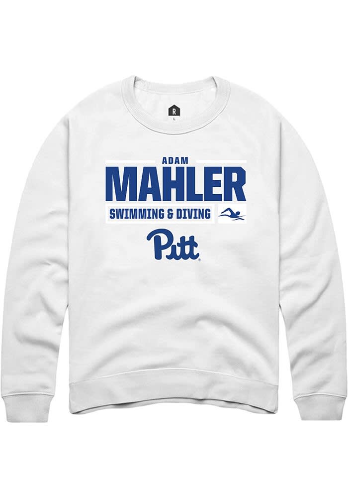 Adam Mahler Pitt Panthers Mens White NIL Stacked Box Crew Sweatshirt ...