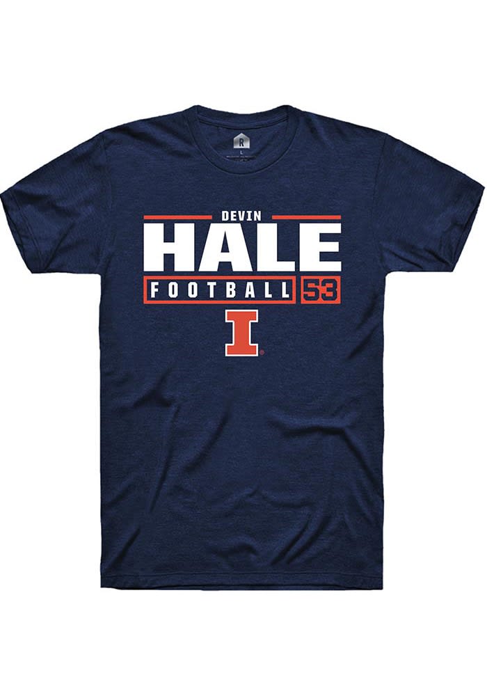 Devin Hale NAVY Illinois Fighting Illini NIL Stacked Box Short Sleeve T ...