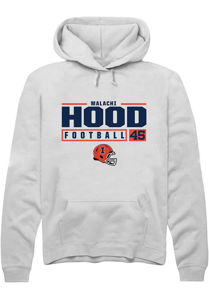 Malachi Hood Mens WHITE Illinois Fighting Illini NIL Stacked Box Hoodie ...