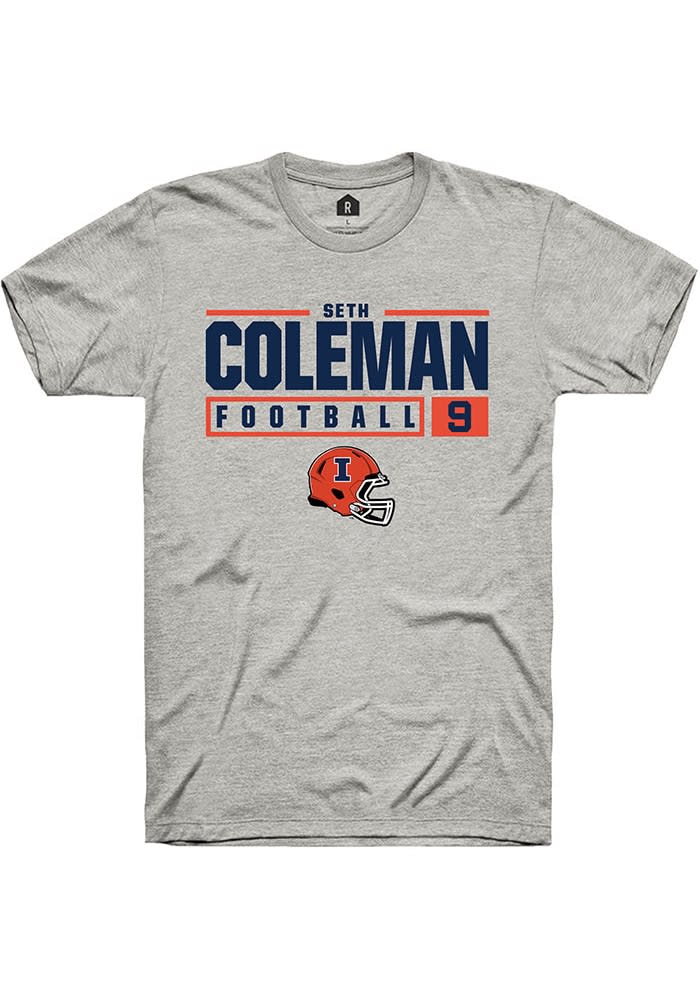 Seth Coleman ASH Illinois Fighting Illini NIL Stacked Box Short Sleeve ...