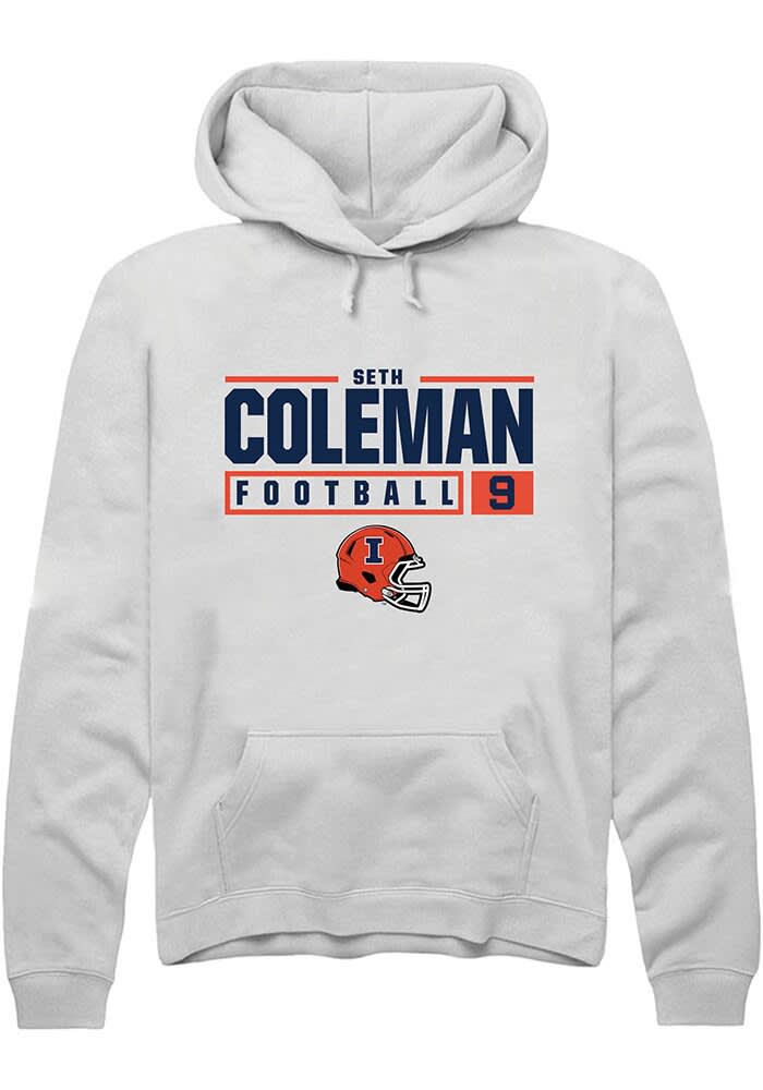 Seth Coleman Mens WHITE Illinois Fighting Illini NIL Stacked Box Hoodie ...