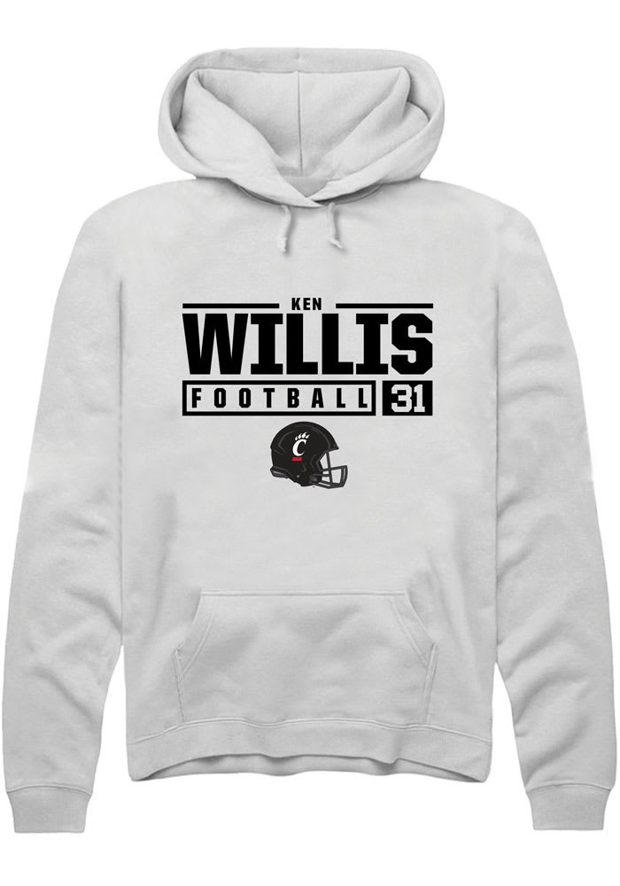 Ken Willis Cincinnati Bearcats Mens WHITE NIL Stacked Box Hoodie ...