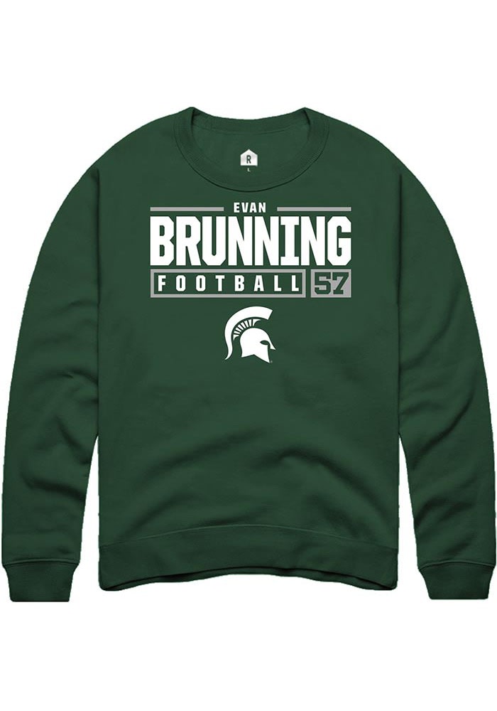 Evan Brunning Michigan State Spartans Mens DARKGREEN NIL Stacked Box ...