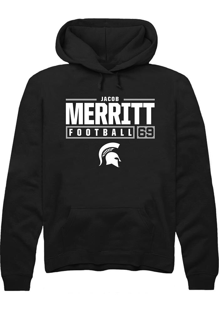 Jake Merritt Mens BLACK Michigan State Spartans NIL Stacked Box Hoodie ...
