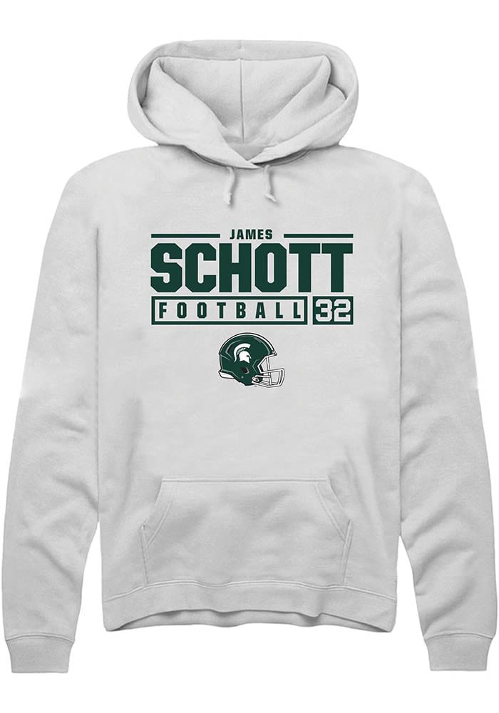 James Schott Michigan State Spartans Mens WHITE NIL Stacked Box Hoodie ...