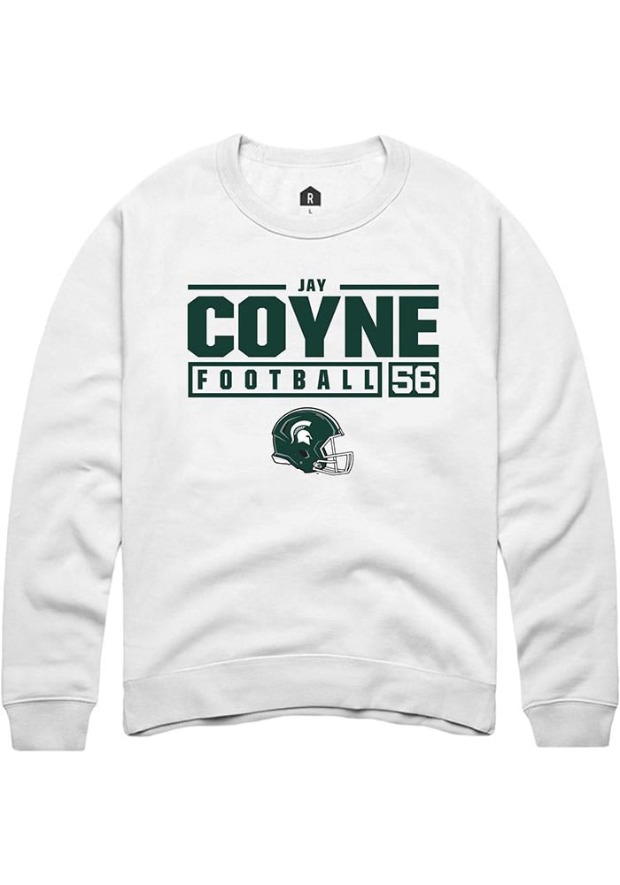 Jay Coyne Michigan State Spartans Mens White NIL Stacked Box Design ...