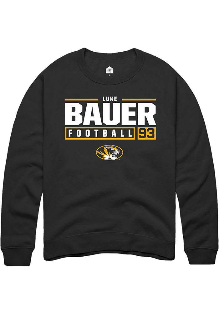 Luke Bauer Missouri Tigers Mens BLACK NIL Stacked Box Crew Sweatshirt ...