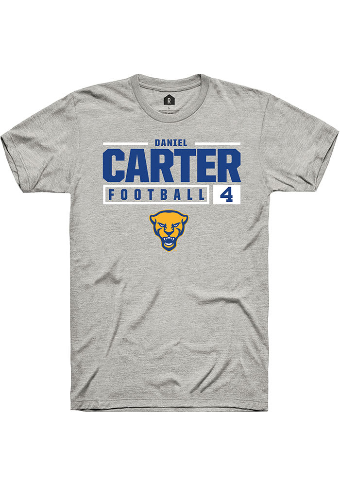 Daniel Carter Mens ASH Pitt Panthers NIL Stacked Box Player T Shirt ...
