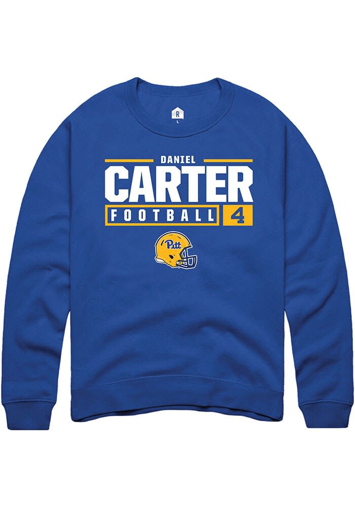 Daniel Carter Pitt Panthers Mens NIL Stacked Box Crew Sweatshirt - ROYAL