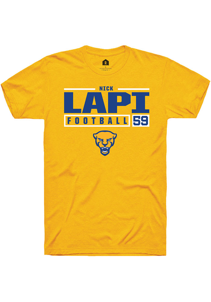 Nick Lapi Pitt Panthers Rally GOLD NIL Stacked Box Short Sleeve T Shirt ...
