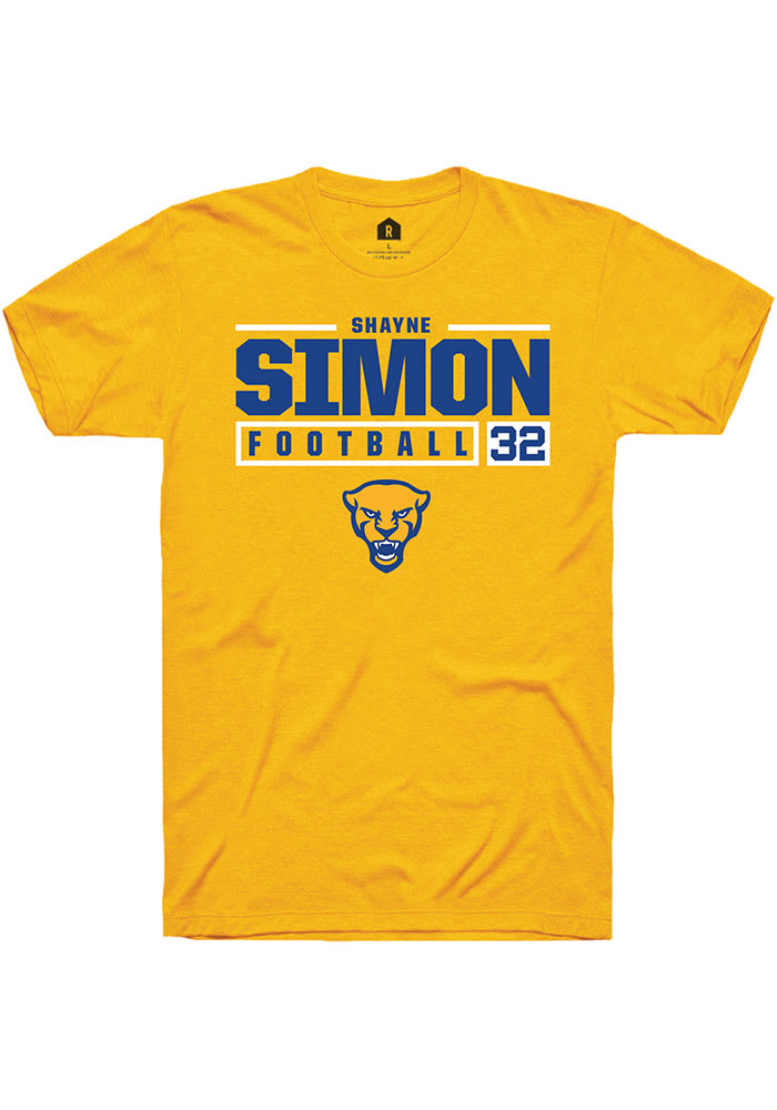 Shayne Simon Pitt Panthers Rally GOLD NIL Stacked Box Short Sleeve T Shirt