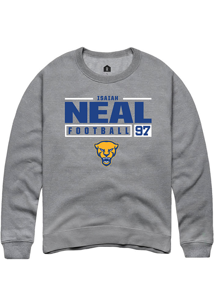 Isaiah Neal Pitt Panthers Mens GRAPHITE NIL Stacked Box Crew Sweatshirt ...