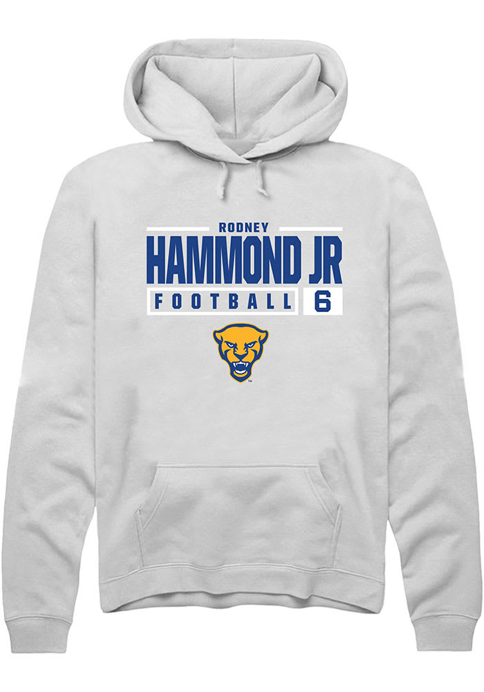 Rodney Hammond Jr. Pitt Panthers Mens NIL Stacked Box Design Hoodie - White