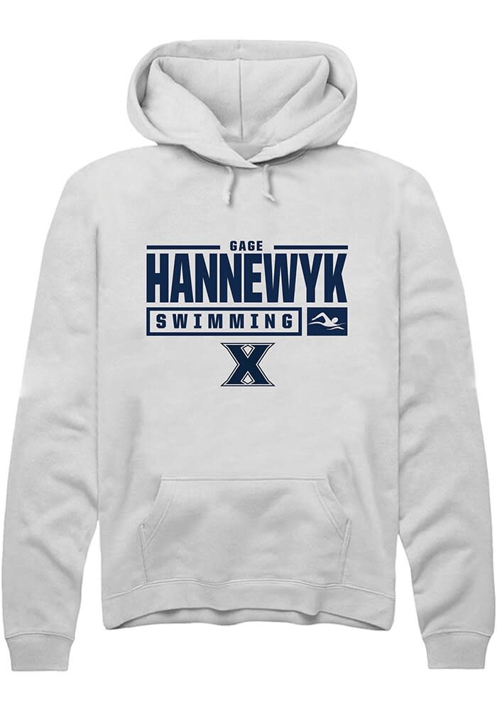 Gage Hannewyk Xavier Musketeers Mens WHITE NIL Stacked Box Hoodie ...