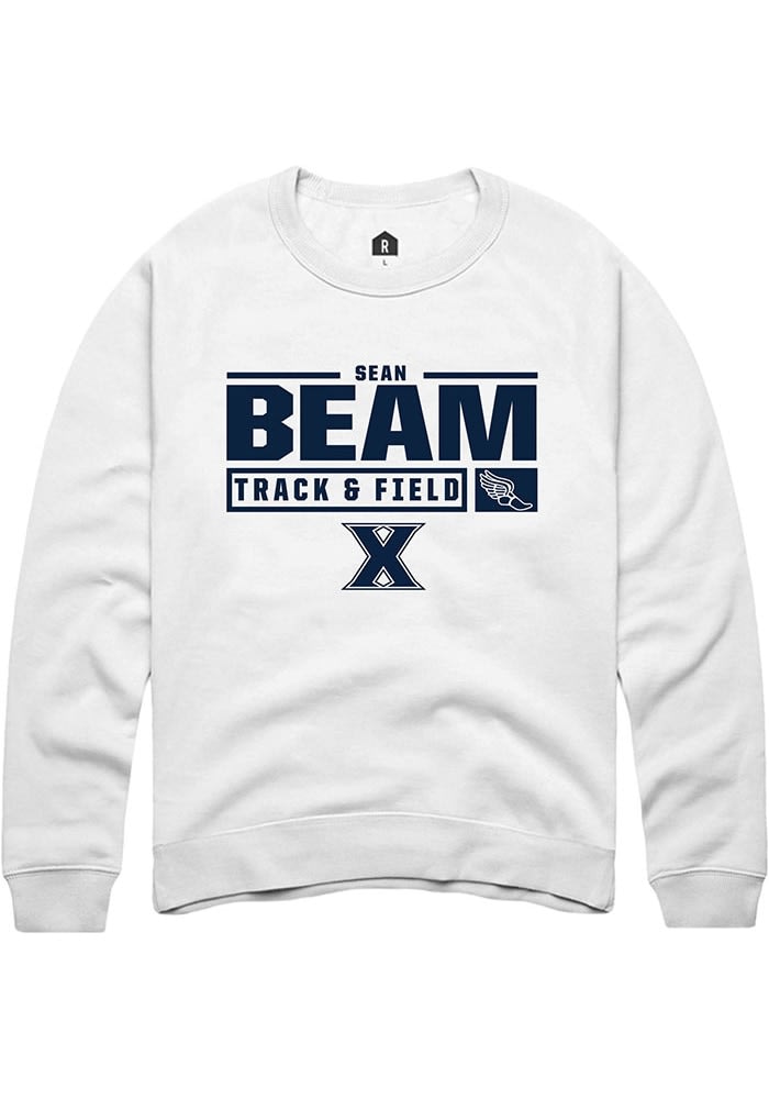 Sean Beam Xavier Musketeers Mens WHITE NIL Stacked Box Crew Sweatshirt - 247642081