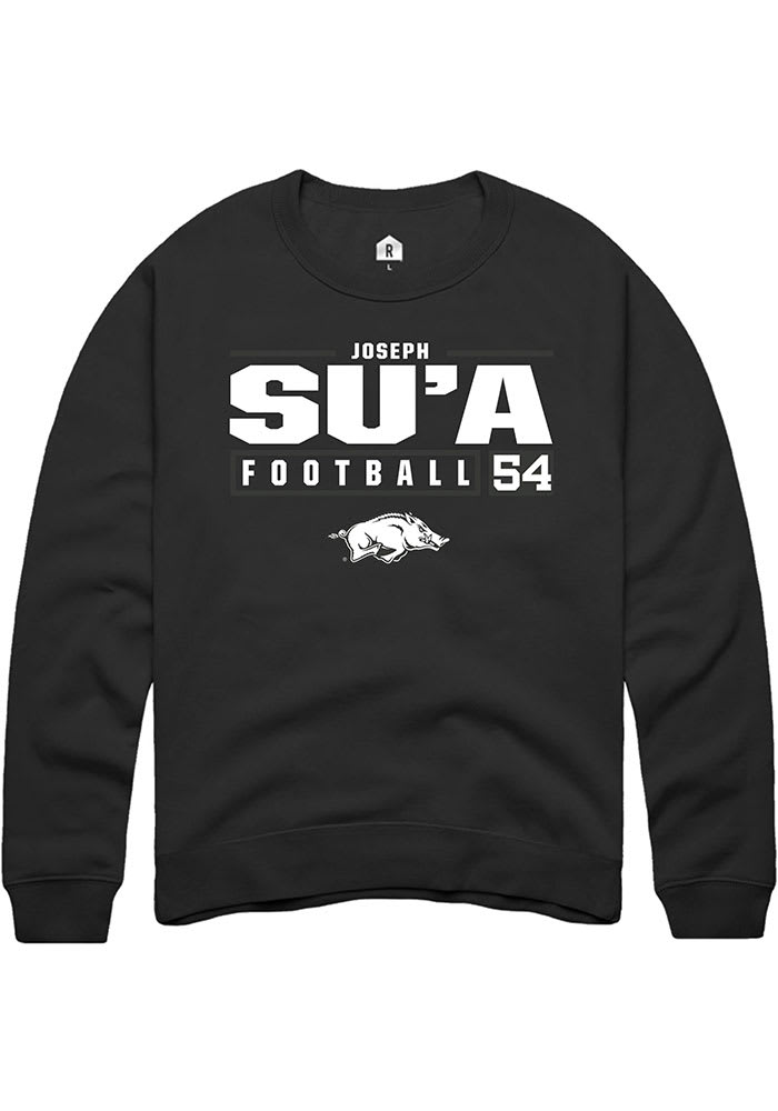 Joseph Su'a Arkansas Razorbacks NIL Stacked Box Sweatshirt - Black