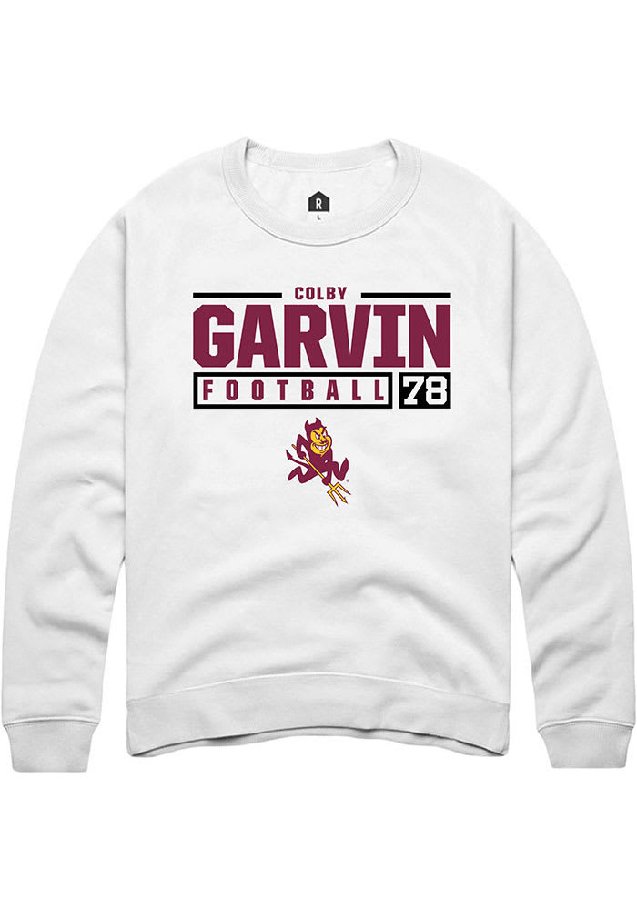 Colby Garvin Arizona State Sun Devils Mens WHITE NIL Stacked Box Crew ...