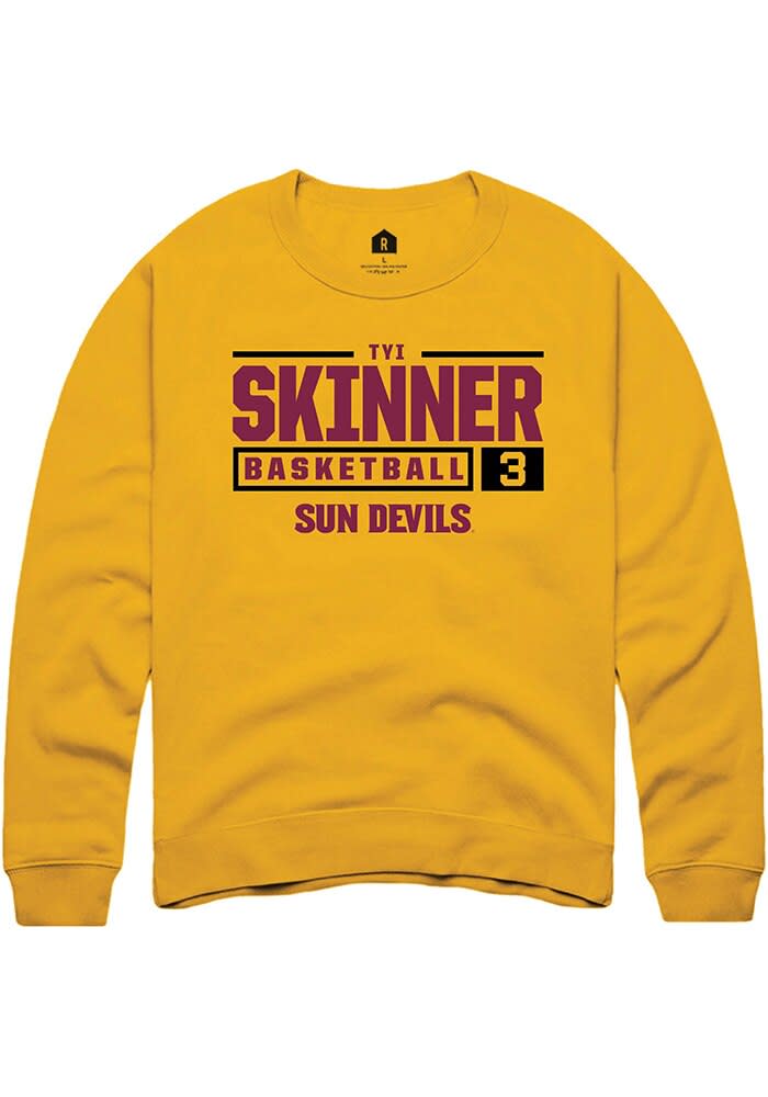Tyi Skinner Arizona State Sun Devils Mens GOLD NIL Stacked Box Crew ...