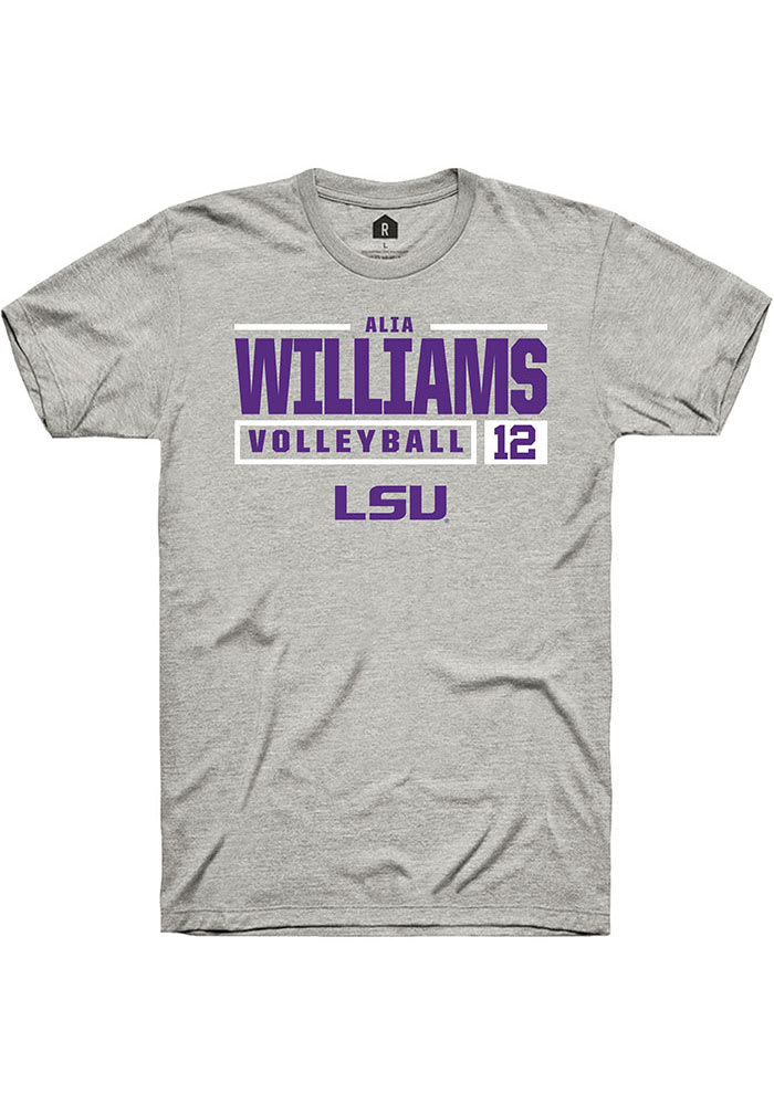 Alia Williams LSU Tigers Rally ASH NIL Stacked Box Short Sleeve T Shirt ...