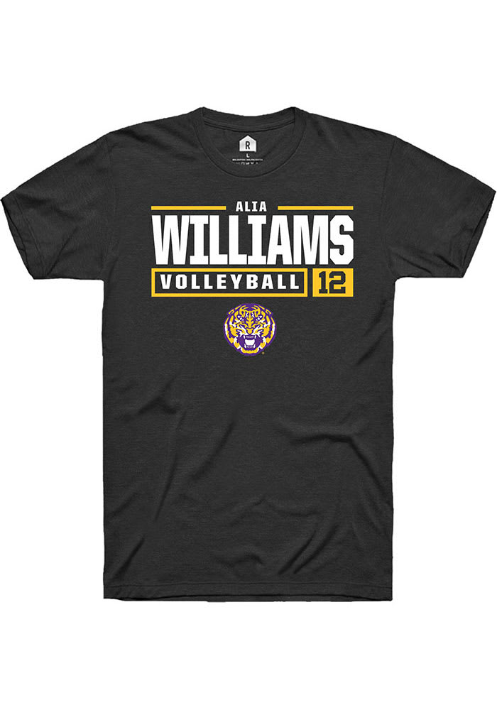Alia Williams LSU Tigers Rally BLACK NIL Stacked Box Short Sleeve T ...