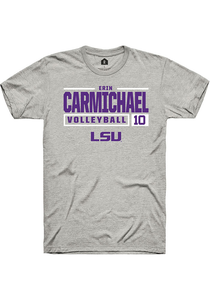 Erin Carmichael LSU Tigers Rally ASH NIL Stacked Box Short Sleeve T ...