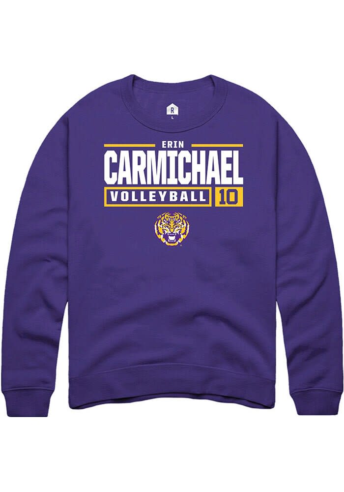 Erin Carmichael LSU Tigers Mens PURPLE NIL Stacked Box Crew Sweatshirt ...