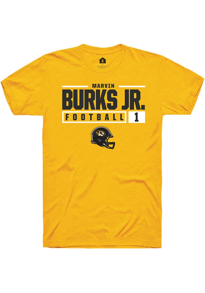 Marvin Burks Jr. Missouri Tigers Rally GOLD NIL Stacked Box Short ...